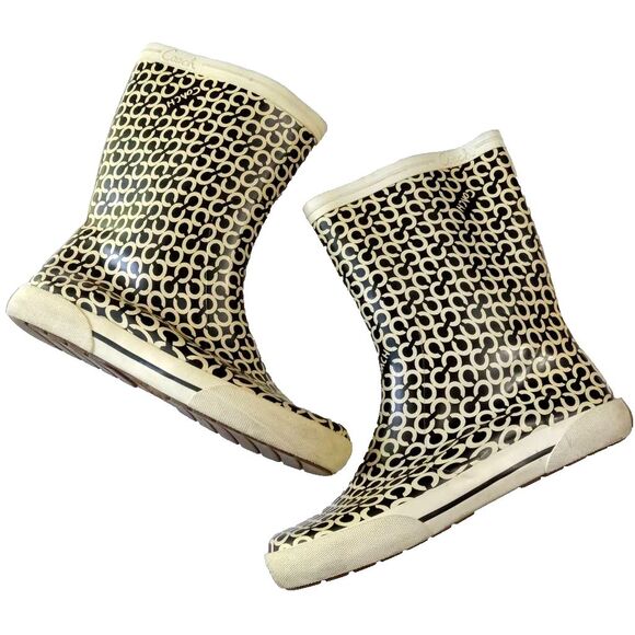 Coach | Shoes | Coach Rain Boots Women 7 B Ursula Beige Rubber ...